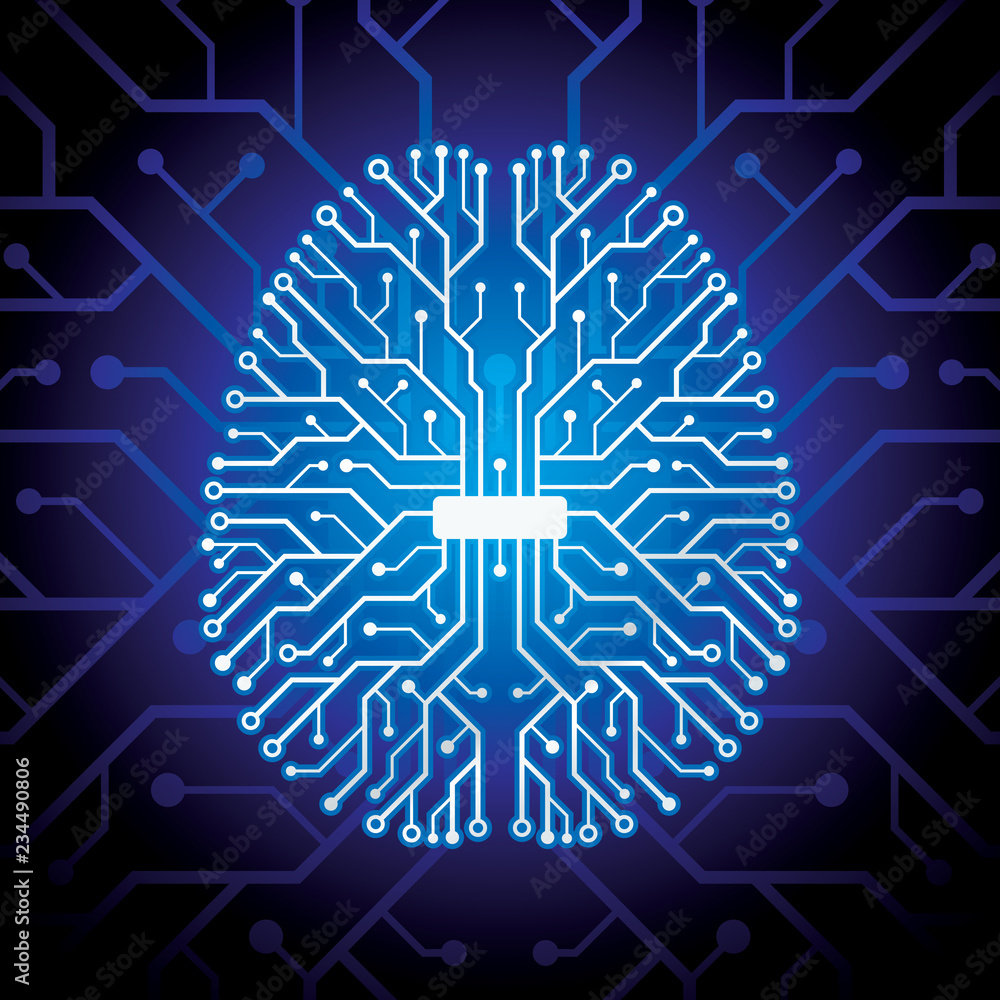 Artificial intelligence Electronic brain icon vector Stock Vector ...