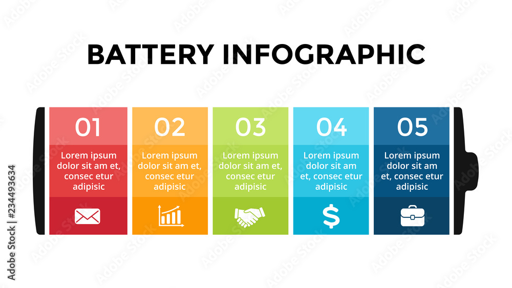 Vector battery infographic template. Presentation slide template ...