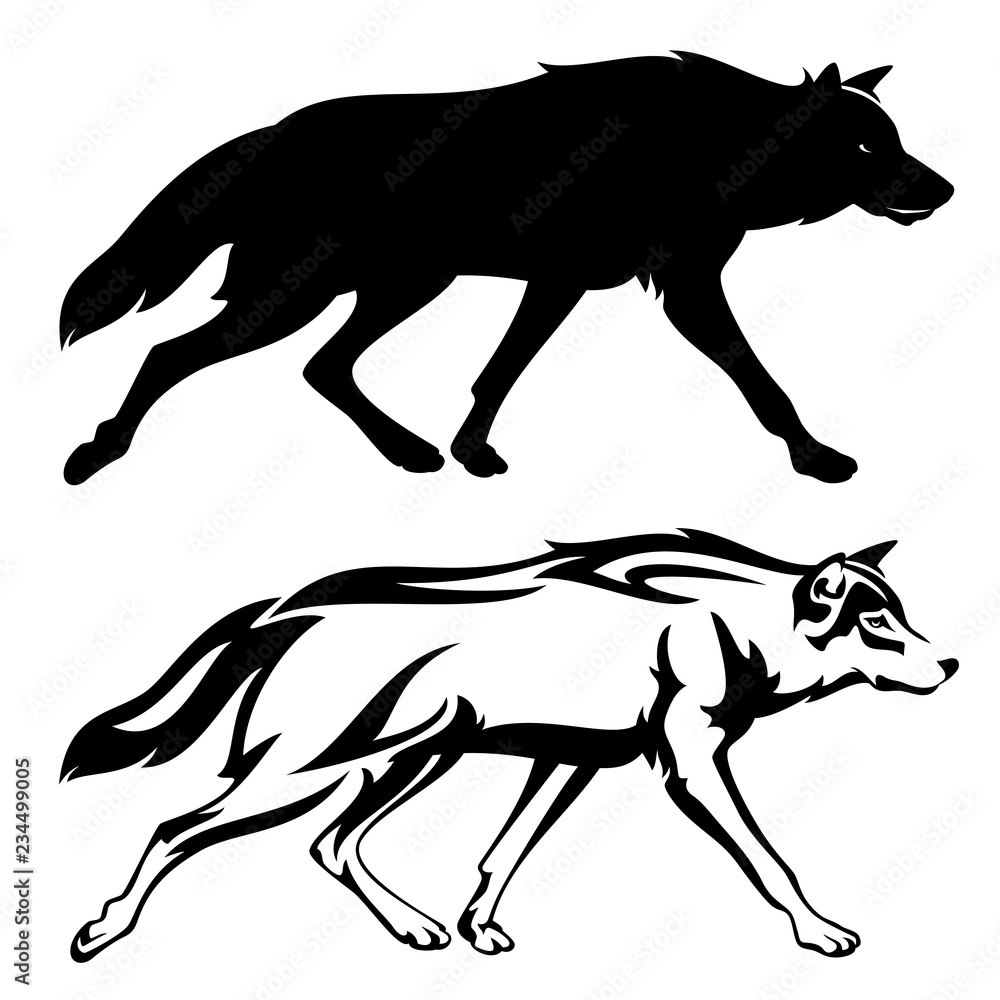 Wolf Running Silhouette