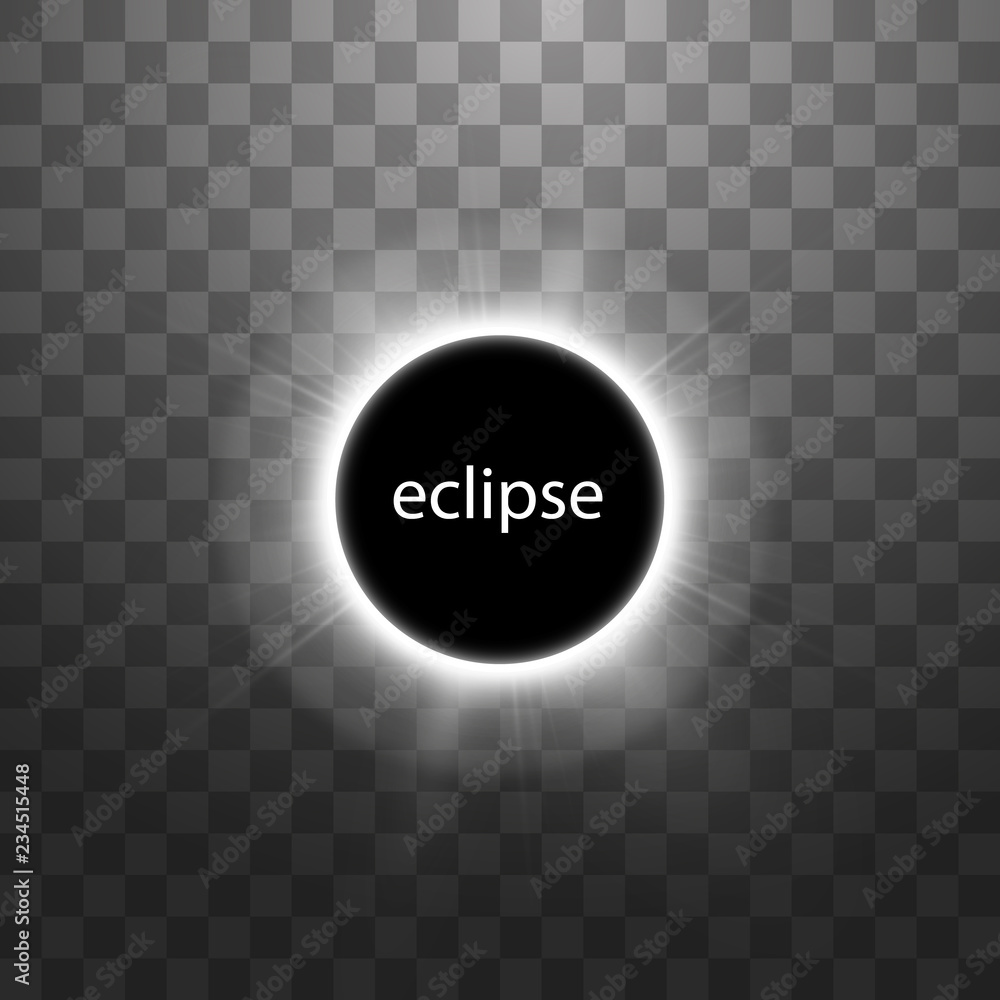 Total solar eclipse vector illustration on transparent background. Full ...