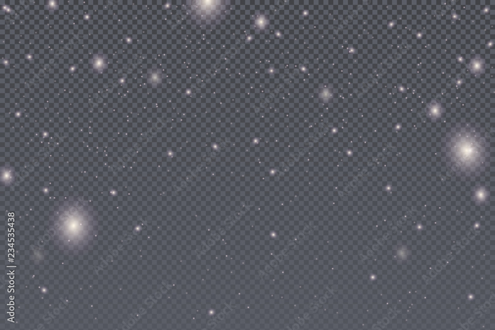 Snow, falling vector snowflakes isolated on transparent background ...