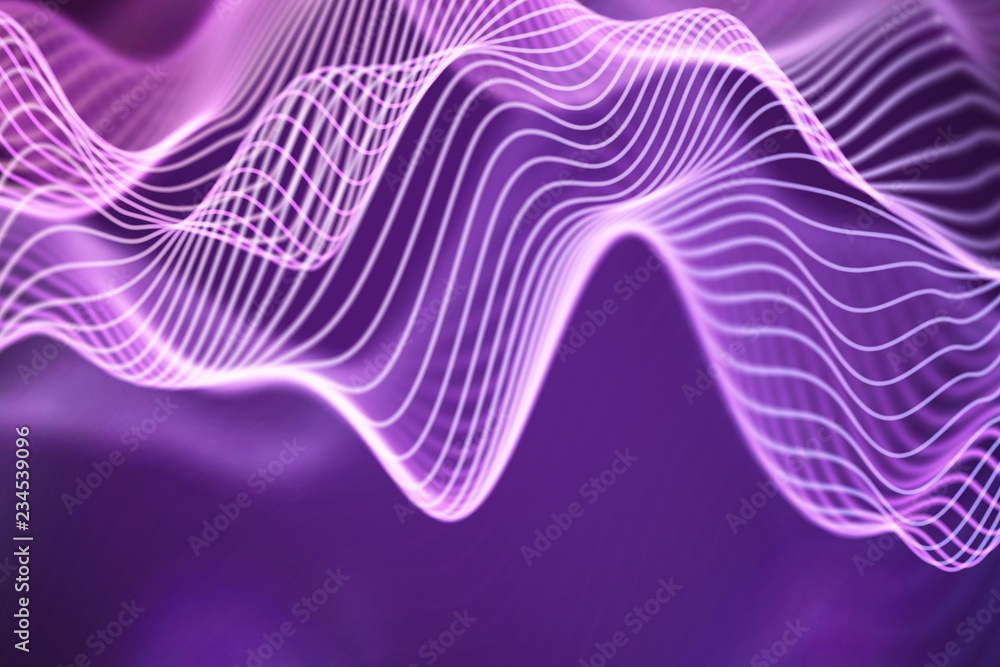 3D Sound waves. Big data abstract visualization. Digital technology ...