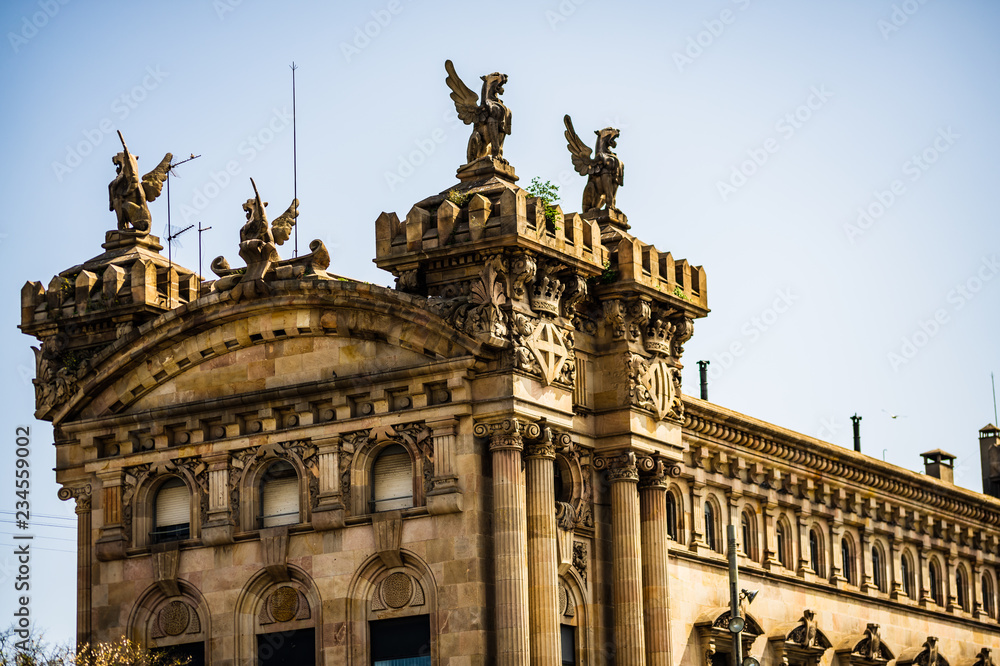 Aduana Building at Port Vell in Barcelona, Spain. It is an old customs ...