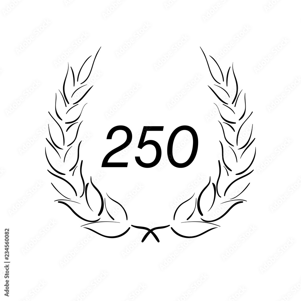 Lorbeerkranz - Jubiläum - 250 - Piktogramm - Symbol - schwarz Stock ...