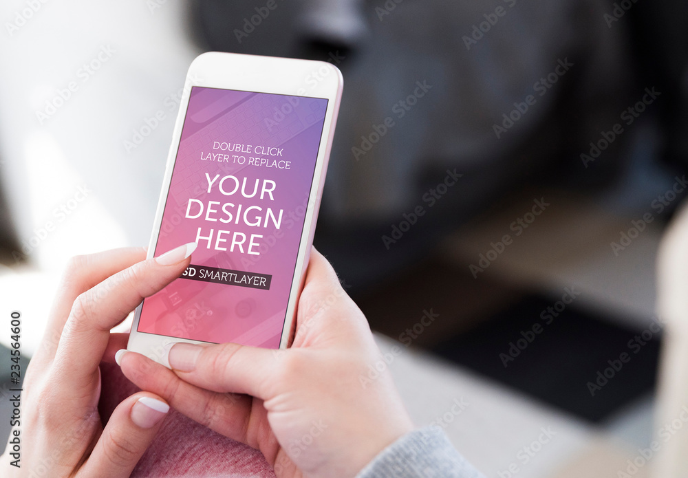 Hands Holding Smartphone Mockup Stock Template | Adobe Stock