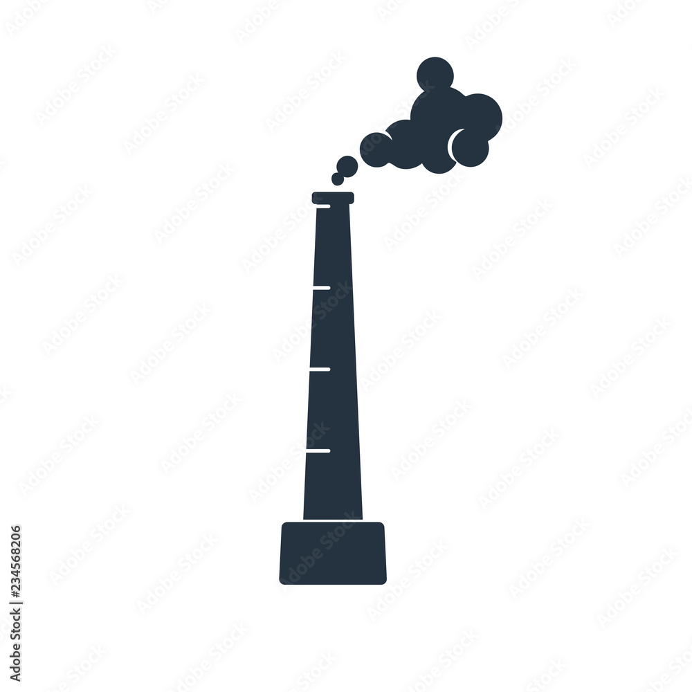 Tower, smoke isolated icon on white background, oil industry Stock ...