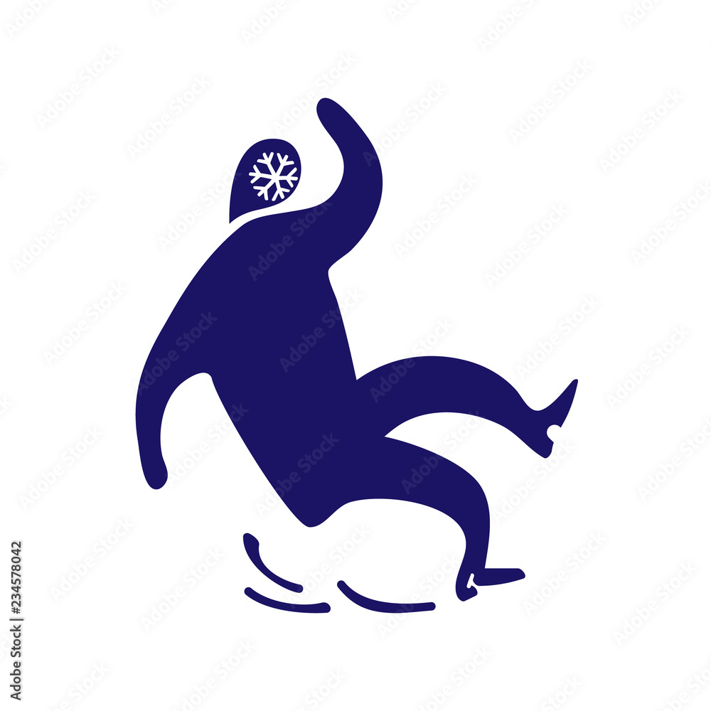 Man slipped accident. Slippery floor road vector icon. Fall falling ...