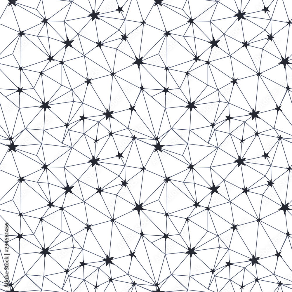 Black and white stars network seamless pattern. Great for space ...