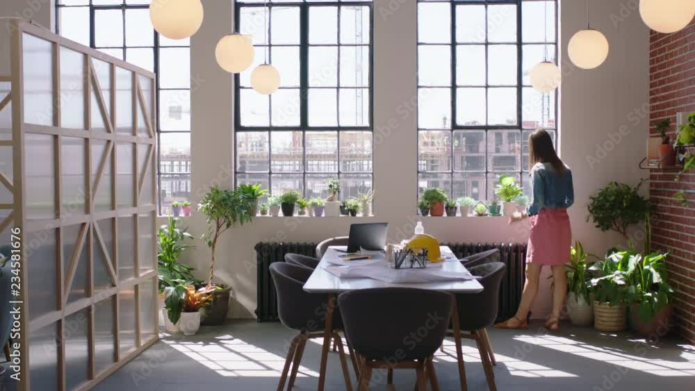 architect business woman looking at building construction engineer ...