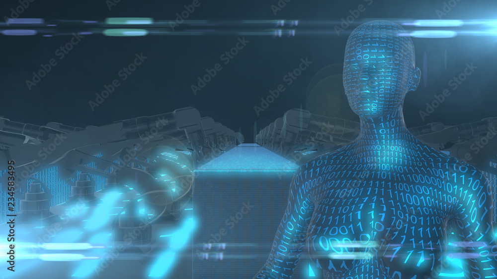 AI Artificial intelligence digital robotic brain deep learning computer machine Stock ...