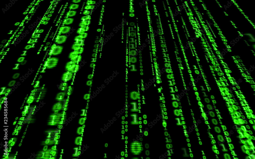 Background in a matrix style.Binary computer code on black background ...