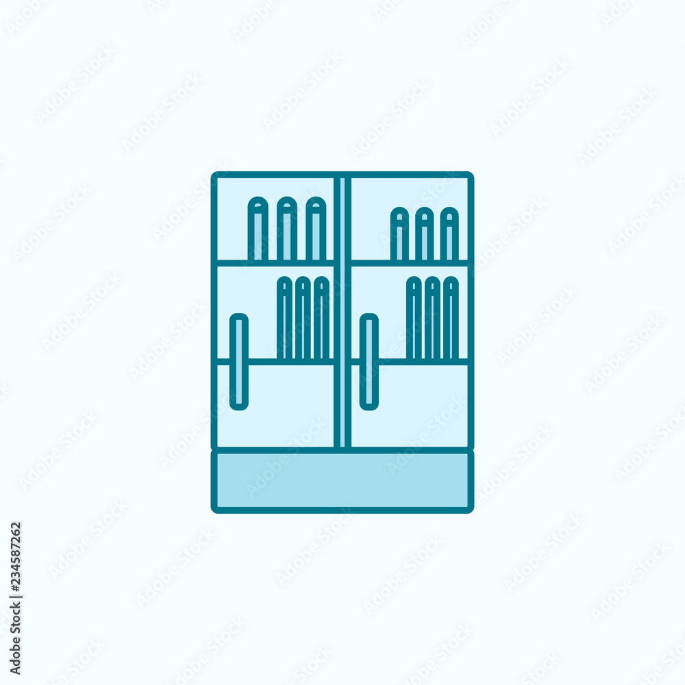 fridge with drinks 2 colored line icon. Simple colored element ...
