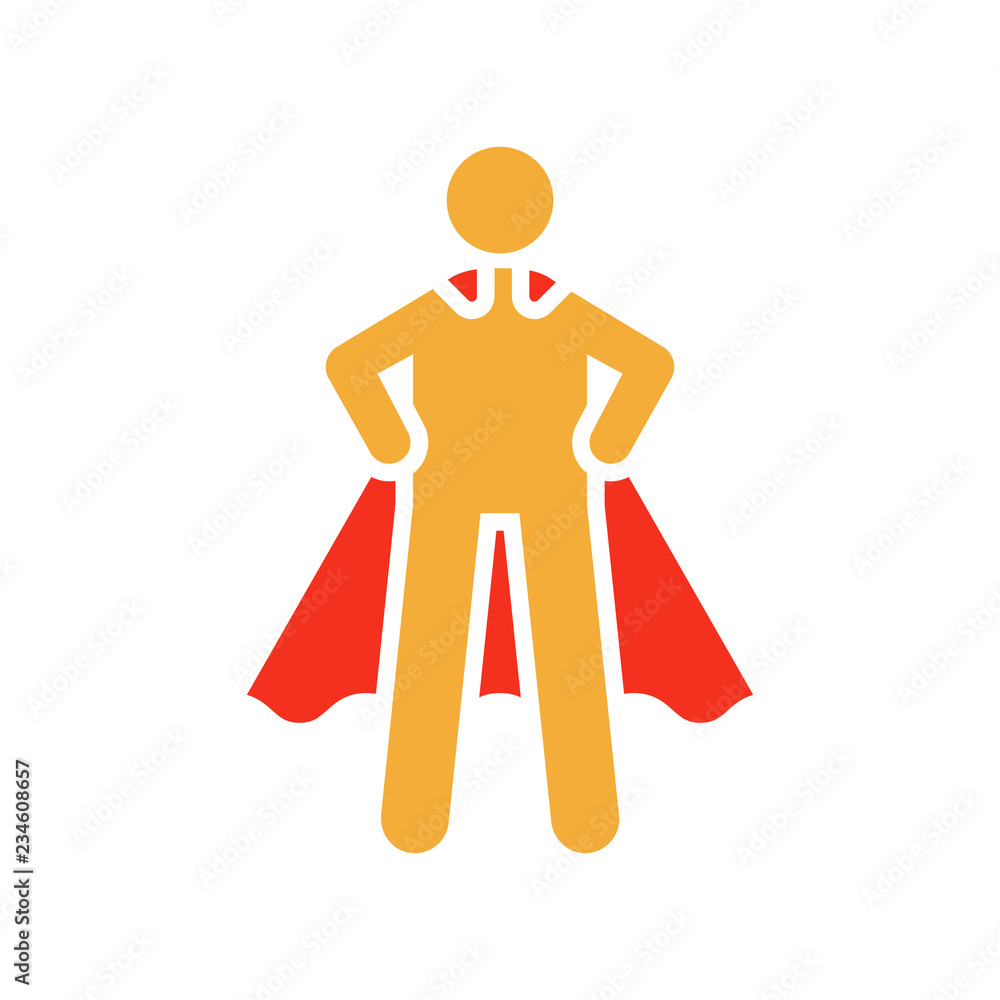 Stickman character figure with superhero pose and cape. Vector flat ...
