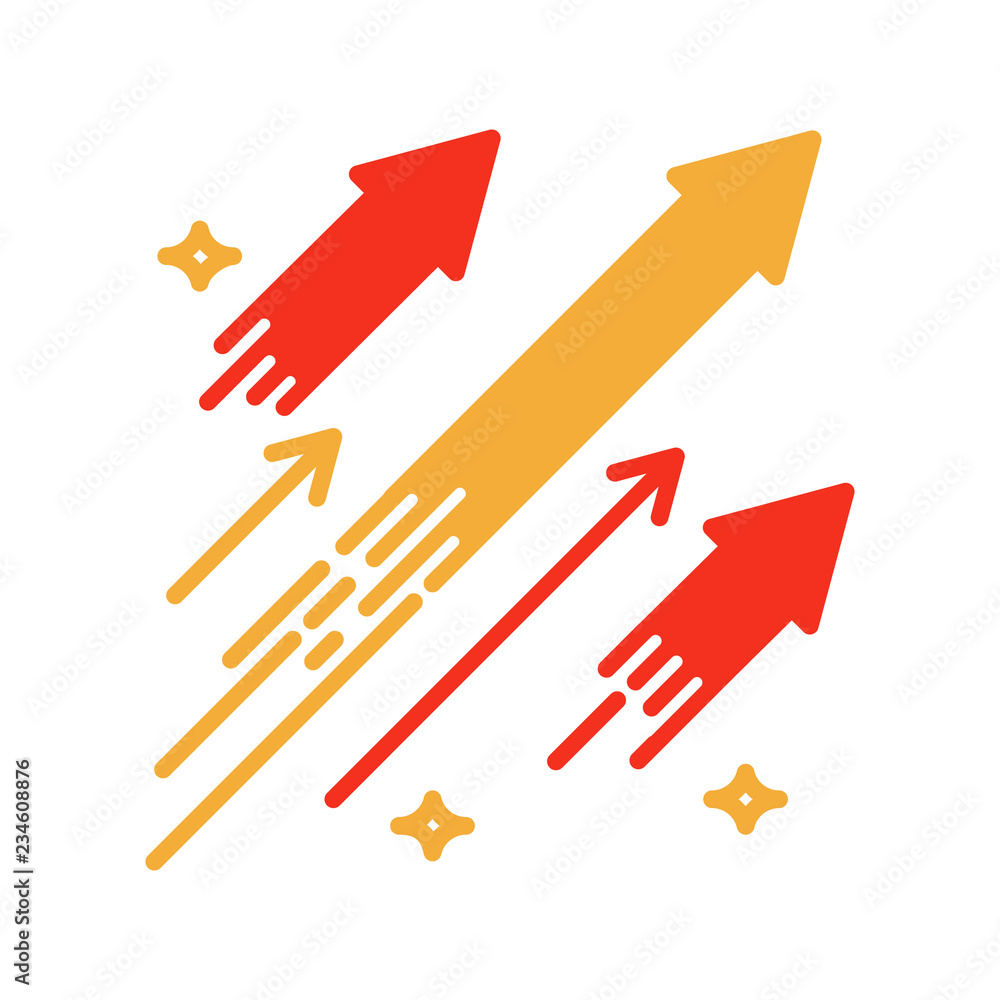 Arrows shooting to the stars. Vector icon illustration. Concept for ...