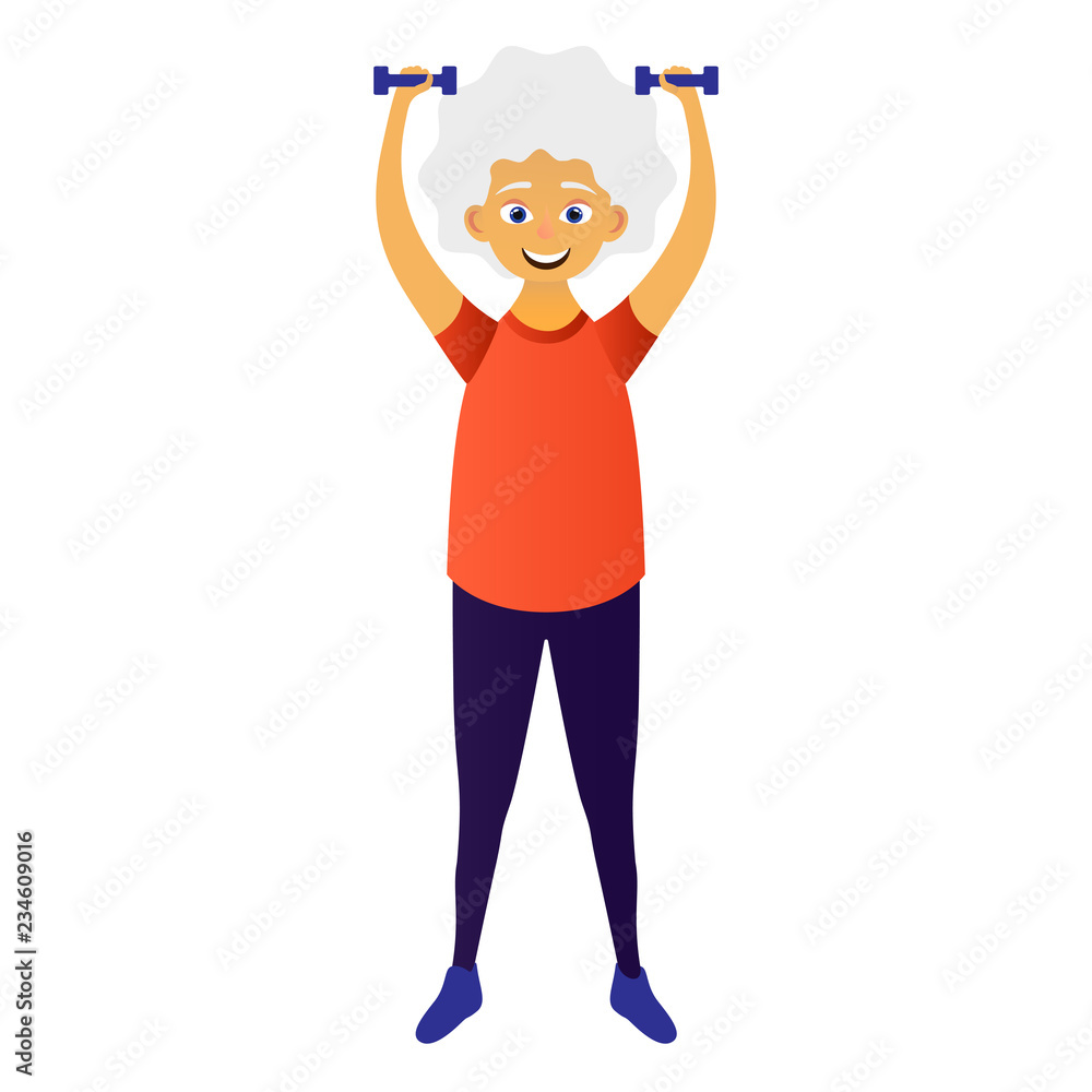 Old Lady Exercising Cartoon