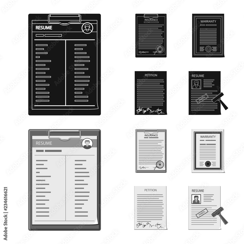 Vector illustration of form and document symbol. Collection of form and ...