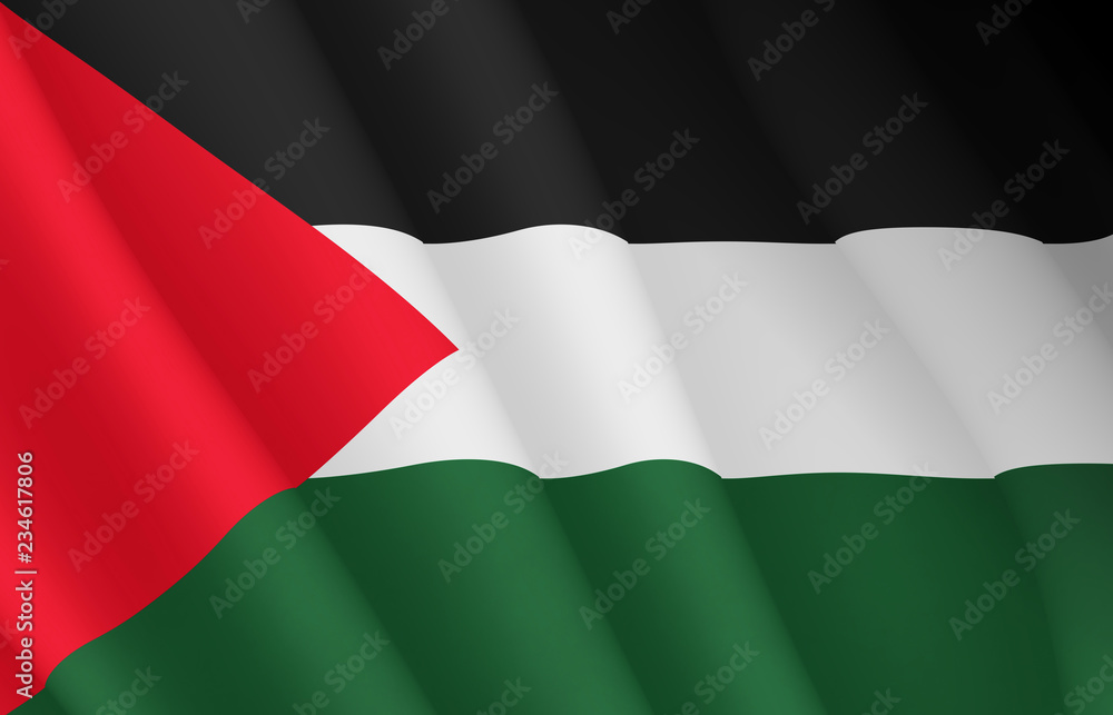 Illustration of a flying Palestinian flag Stock Illustration | Adobe Stock