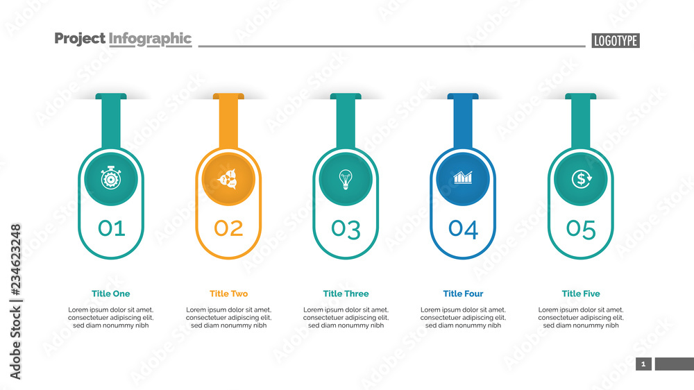Five options infographic diagram. Step chart, option graph, layout ...
