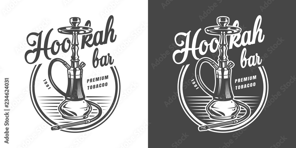 Photo & Art Print Vintage monochrome hookah lounge label, DGIM studio