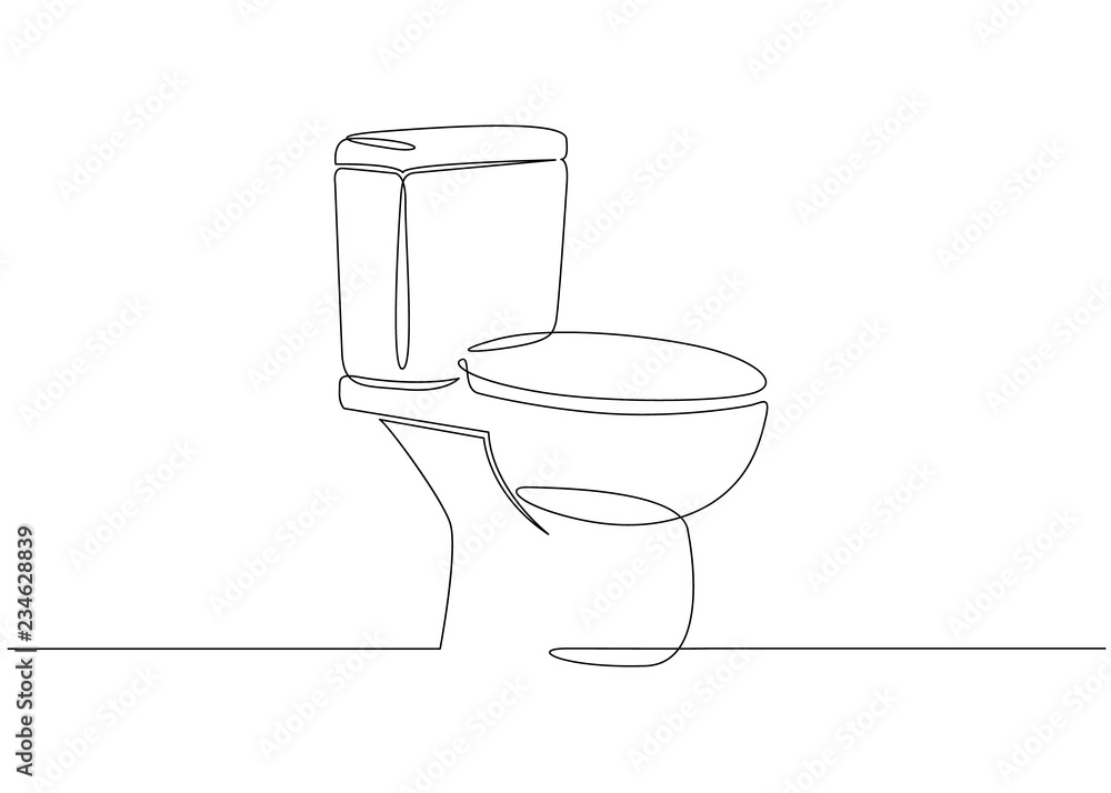 One continuous drawn single art line doodle sketch toilet Stock Vector ...