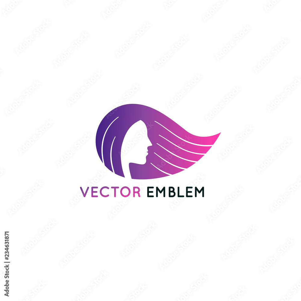 Vector logo design template with female face Stock Vector | Adobe Stock
