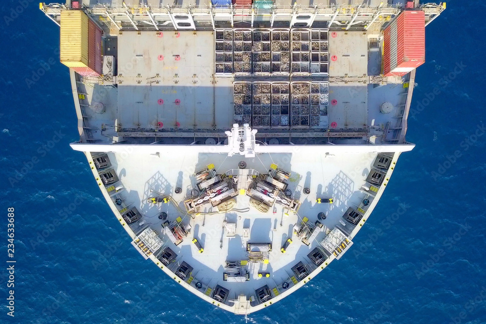 Container ship at sea - Aerial image of a ULCV (Ultra large container ...