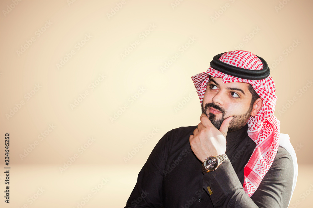 Arabian man profile, wears traditional clothes. Stock Photo | Adobe Stock