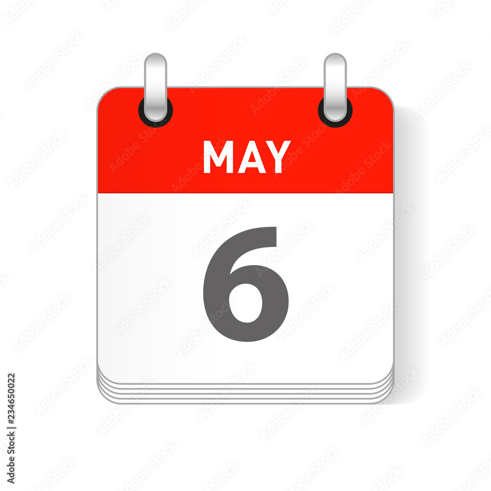 May 6 Calendar Date Design Stock Vector | Adobe Stock