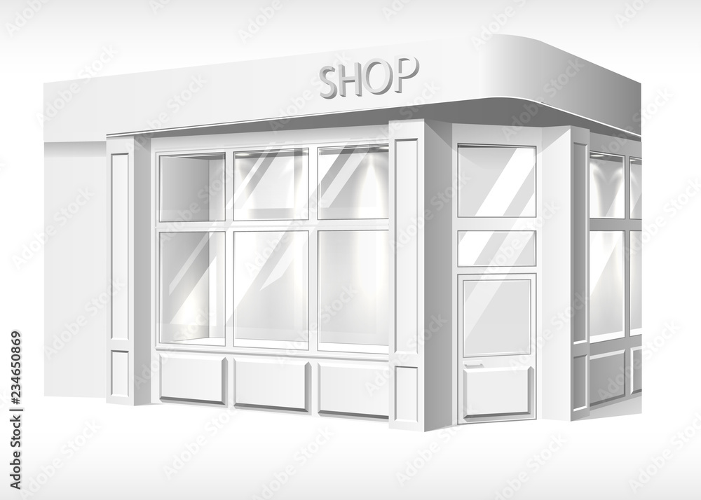 Vector store front exterior mockup realistic white Stock Vector | Adobe ...