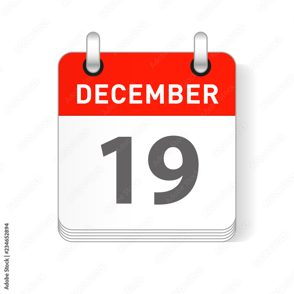 Vetor de December 19 Calendar Date Design do Stock | Adobe Stock
