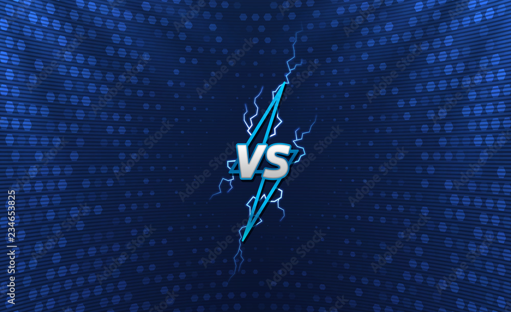 Versus logo with holographic background. Lightning logo with flashes ...