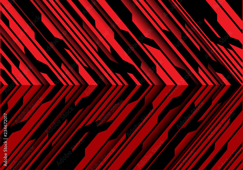 Abstract red black arrow circuit direction pattern design modern futuristic technology ...