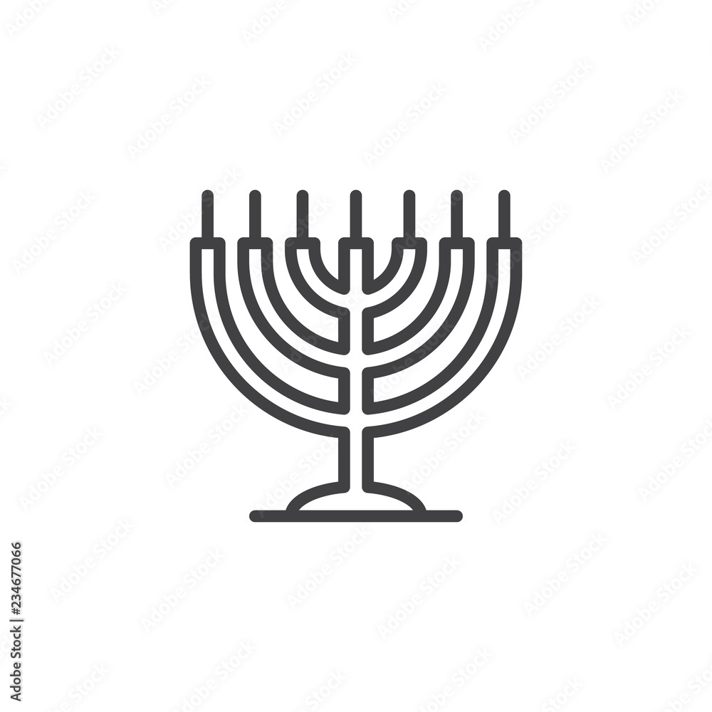 Hanukkah menorah outline icon. linear style sign for mobile concept and ...