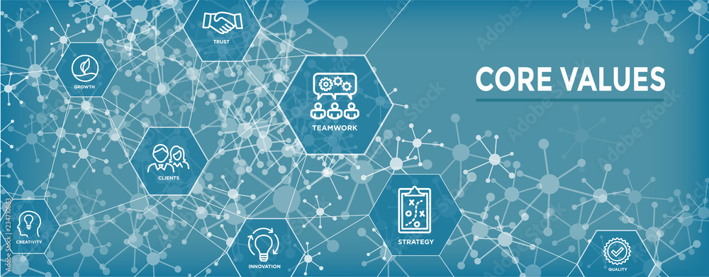 Core Values Web Header Banner image with Integrity, Mission, etc Icon ...