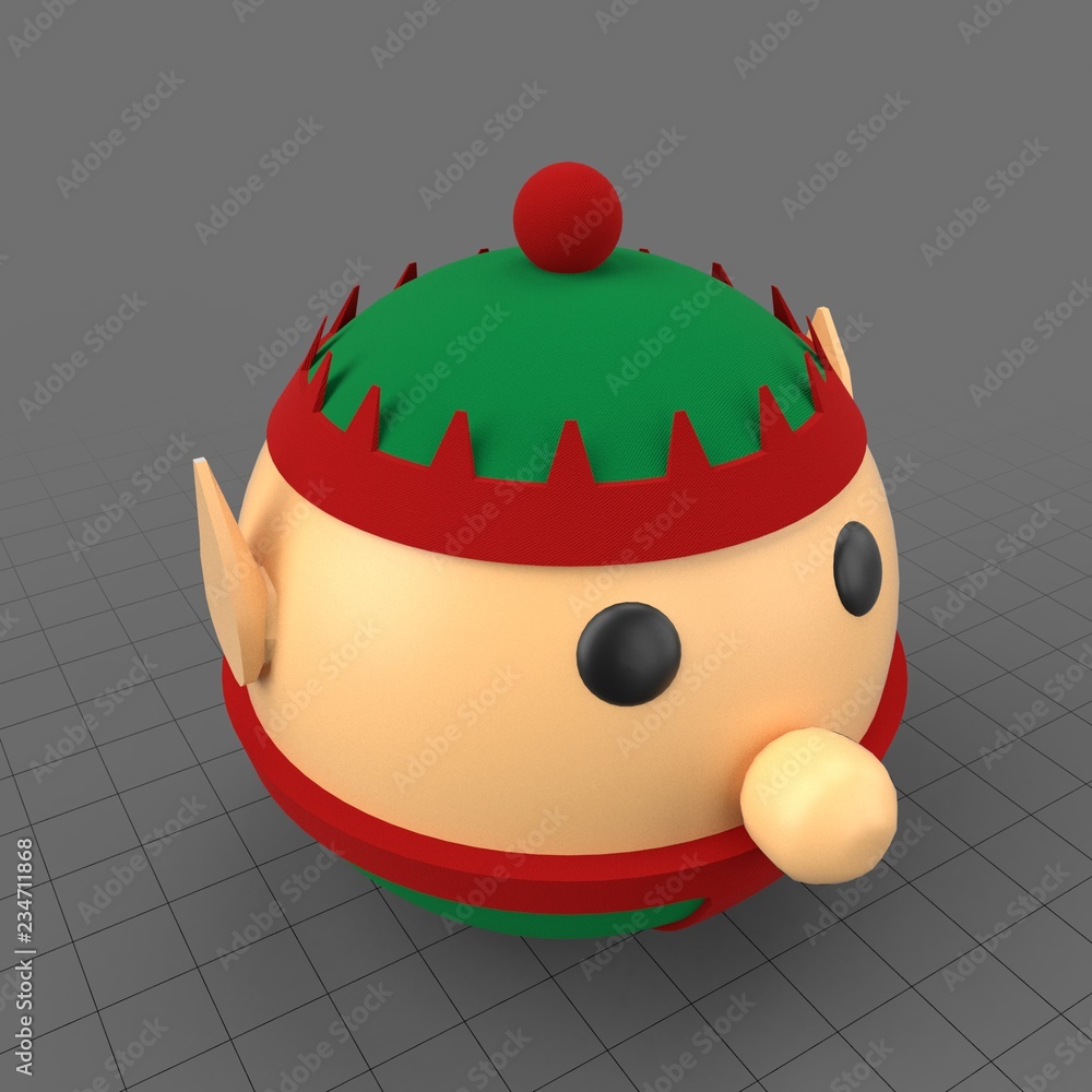 Round Christmas elf Stock 3D asset | Adobe Stock