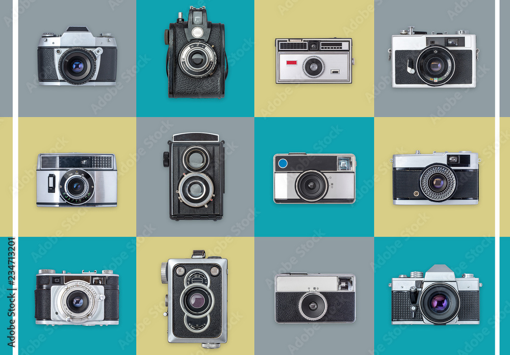 Retro Cameras Art Kit Stock Template | Adobe Stock