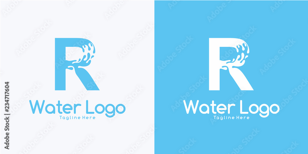 combination letter R and Water logo design concept Stock Vector | Adobe ...