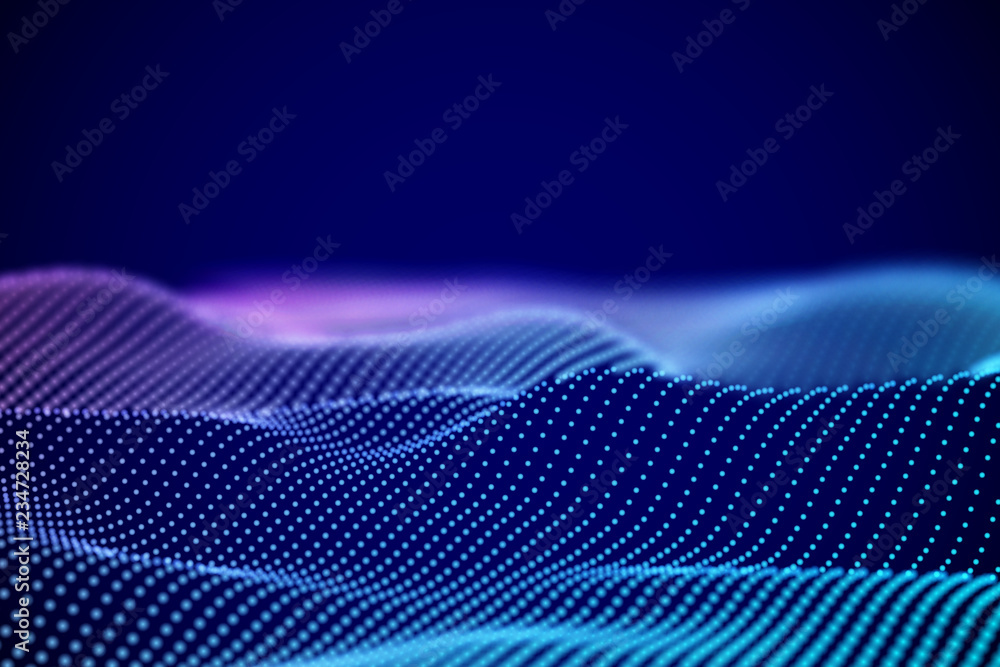 Big data abstract visualization: business charts analytics. 3D Sound ...