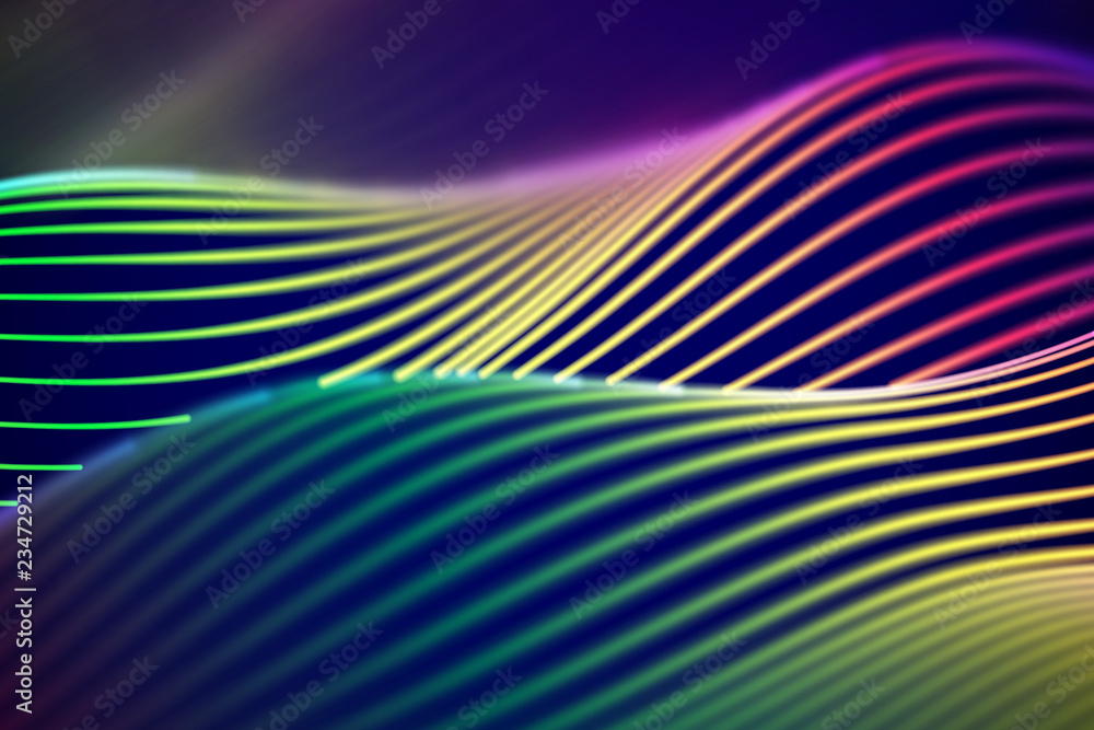 3D Sound waves. Big data abstract visualization. Digital technology ...