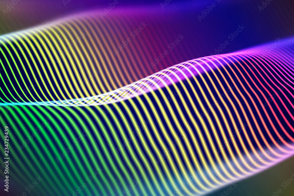 3D Sound waves. Big data abstract visualization. Digital technology ...