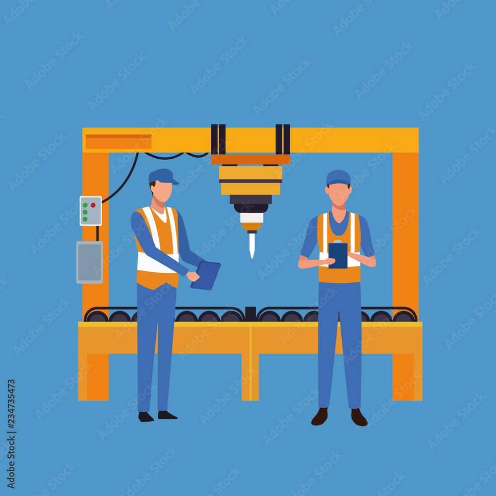 Factory workers cartoon Stock Vector | Adobe Stock