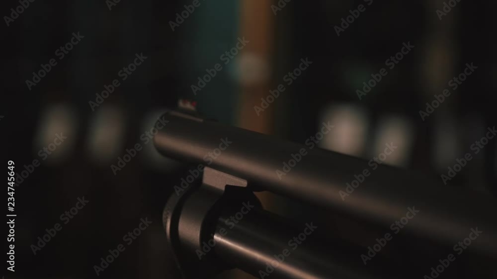 Muzzle of double barreled shotguns pointed - macro shooting. Hunting ...