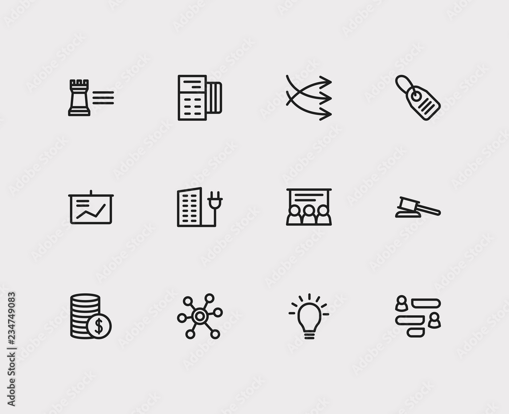 Commerce icons set. Business marketing and commerce icons with social ...