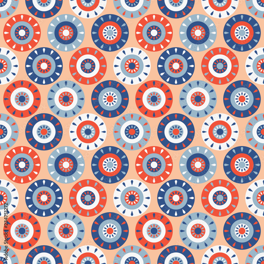 Abstract ornate circle pattern in cheerful bright colors, seamless ...