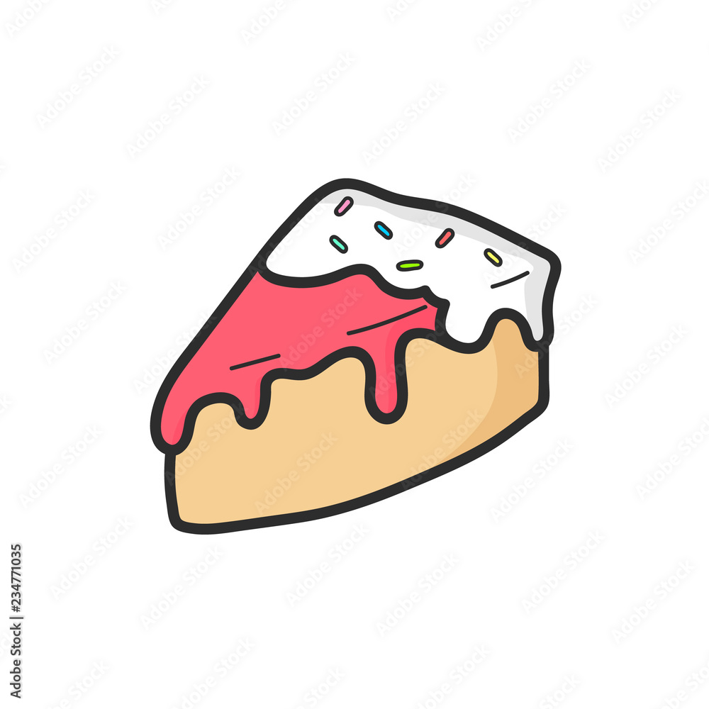 Cute slice of cake drawing. Vector isolated. Illustration. Stock Vector ...