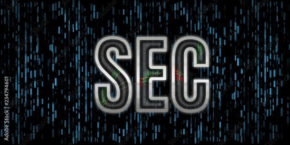 Security Exchange Committee text illustration. SEC letter metallic edge ...