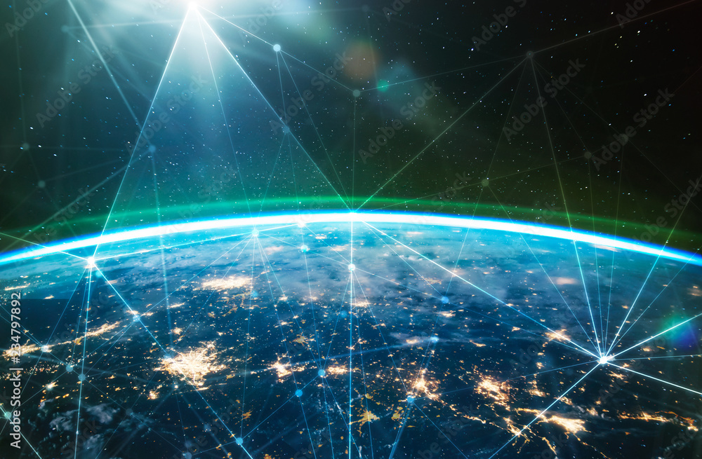 Network connected across planet Earth , view from space. Concept of ...