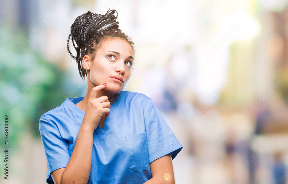 Young braided hair african american girl professional nurse over ...
