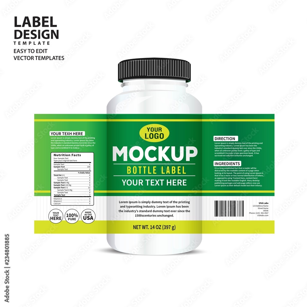 Bottle label, Package template design, Label design, mock up design ...