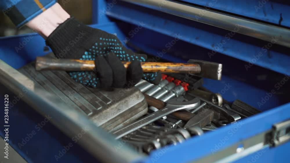 Close-up picture of mechanical workshop tools. Professional car ...